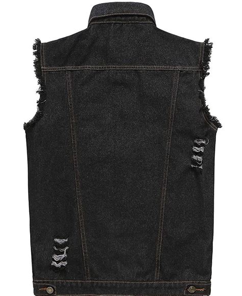Mens Denim Black Vest Ripped Black Denim Mens Black Vest Black