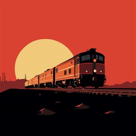 기차 미니멀리스트 및 간단한 실루 터 일러스트레이션 프리미엄 Ai 생성 벡터
