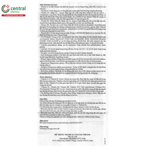 Thuốc Celivite Bổ Sung Vitamin Và Khoáng Chất Cho Người ốm Bà Bầu