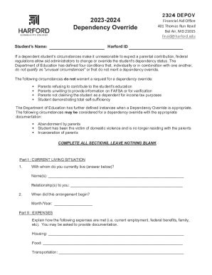 Fillable Online 23 24 Dependency Override Form Fax Email Print PdfFiller