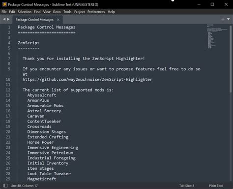sublimetext zenscript highlighter package guide kehaan s blog