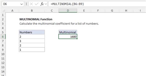 Excel Multinomial Function Exceljet Excel Multinomial Function Exceljet