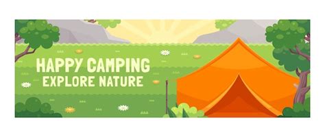 손으로 그린 캠핑 템플릿 디자인 무료 벡터