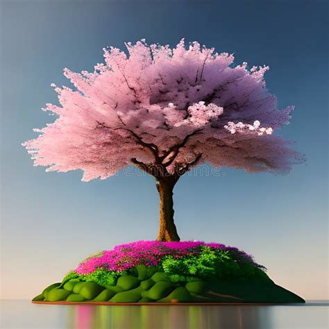 Beautiful Drawing Of A Pink Tree Like Sakura Stock Illustration