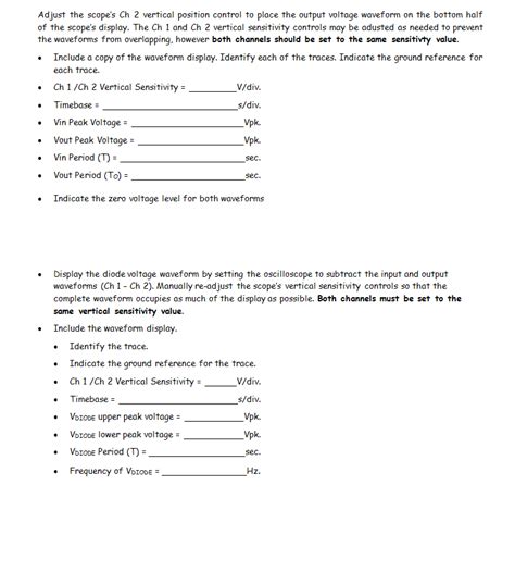 Solved Part 5 Ac Waveforms In A Diode Series Circuit