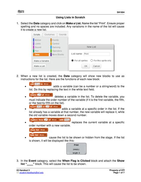 Using Lists In Scratch Media And Information Literacy Sti Handouts