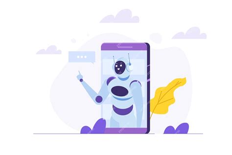 Premium Vector Chatbot Concept Man Talking To Robot Customer Support Service Android