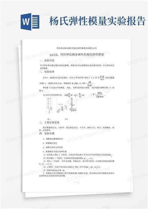 用拉伸法测金属丝的杨氏弹性模量实验报告示范参考Word模板下载 编号qkwdazrj 熊猫办公