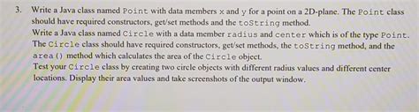 Solved 3 Write A Java Class Named Point With Data Members X