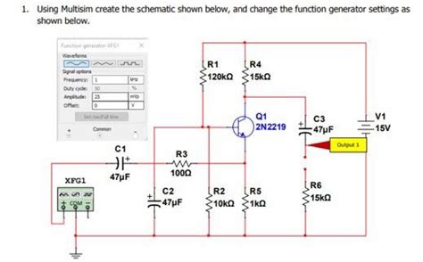 Solved 1 Using Multisim Create The Schematic Shown Below