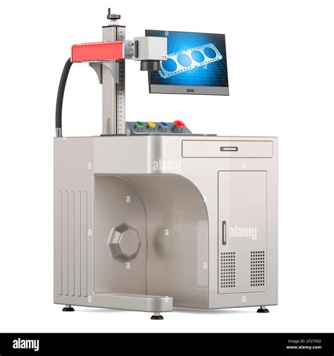 Desktop Fiber Laser Marking Machine 3d Rendering Isolated On White
