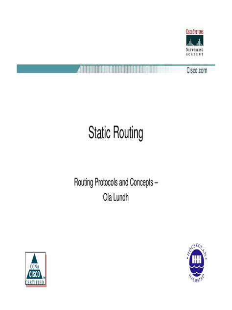 Static Routing Routing Protocols And Concepts Ola Lundh Pdf