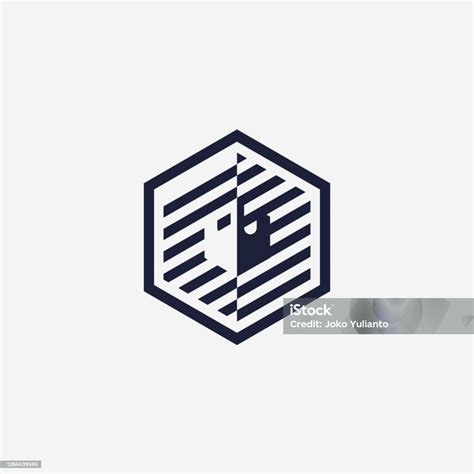 흑백 현대 육각형 디지털 기술 요새 회사 브랜드 아이덴티티 벡터 일러스트 건축에 대한 스톡 벡터 아트 및 기타 이미지 건축
