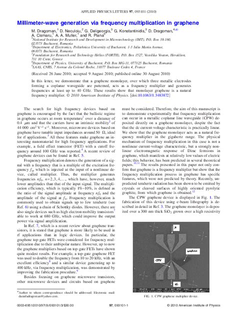 Pdf Millimeter Wave Generation Via Frequency Multiplication In Graphene