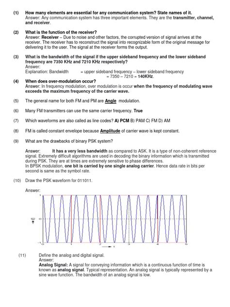 Questions Answers Com Final Pdf Frequency Modulation Modulation