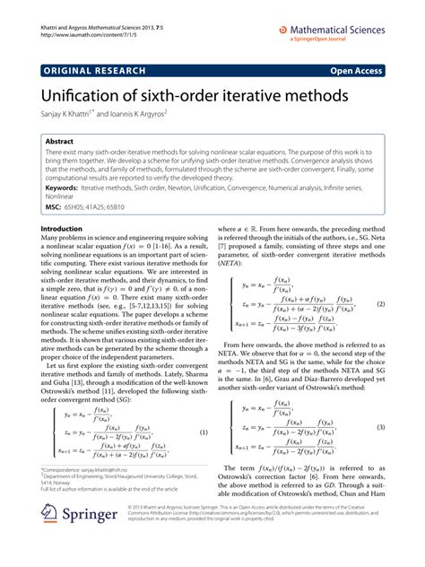 Pdf Unification Of Sixth Order Iterative Methods