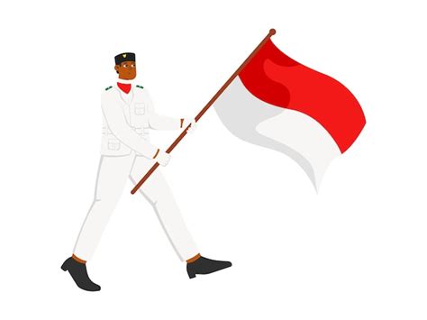 Premium Vector A Man In Uniform Holding A Flag That Says The Red Flag