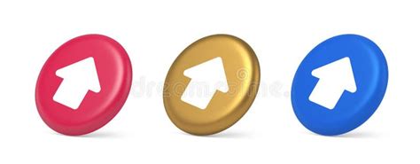 Arrow Up Button Directional Pointer Cyberspace Cursor 3d Realistic Isometric Circle Icon Stock