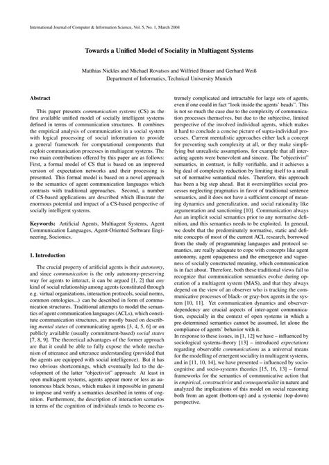 Pdf Towards A Unied Model Of Sociality In Multiagent · Pdf