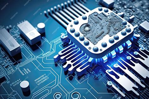 Premium Photo Hightech Processor Chip On Blue Circuit Board