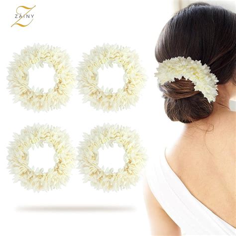 Zainy 4 Pack Mogra Artificial Gajra For Hair Indian Bun