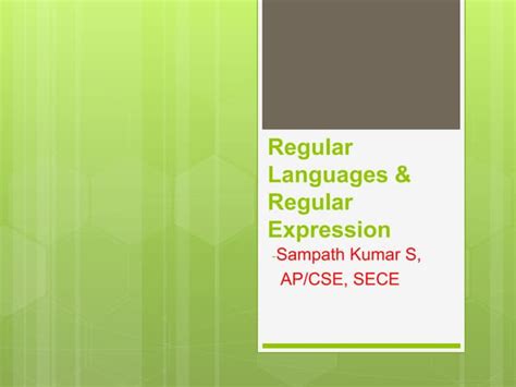 15 And 16 Regular Languages And Regular Expression Pptx Programming Languages Computing