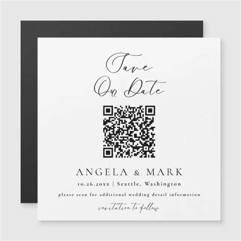 Modern Script Qr Code Save The Date Magnet Zazzle