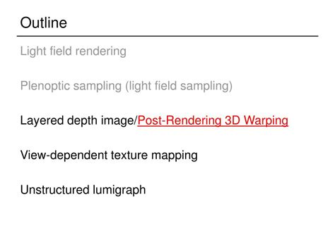 Ppt Csce Computer Graphics Image Based Rendering Cont