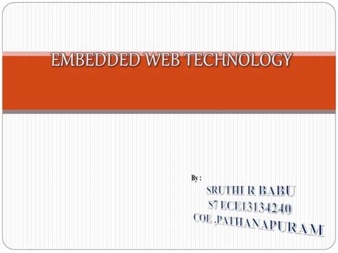 Seminar Presentation On Embedded Web Technology Pptx