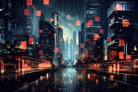 Premium Photo Cyberpunk Cityscape With Algorithmic Patterns