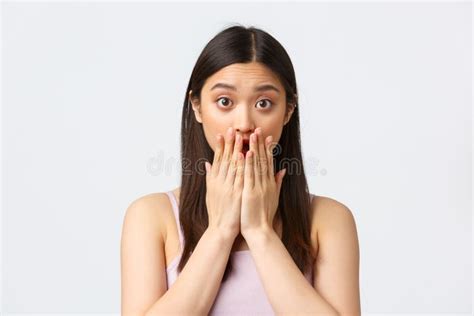 Beauty Fashion And People Emotions Concept Close Up Portrait Of Shocked Amazed And Surprised