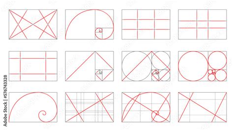 Golden Ratio Proportions Fibonacci Frames Composition Patterns Or Templates Mathematics And