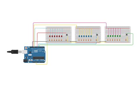 Circuit Design Circuito Con 18 Leds Y 3 Botones Tinkercad