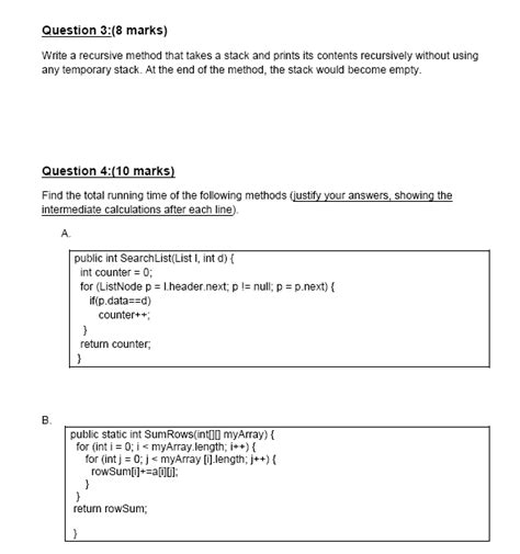 Solved Write A Recursive Method That Takes A Stack And