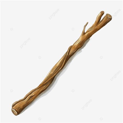 단단하고 평평하고 최소한의 세부 묘사로 손으로 조각한 오래된 나무 지팡이를 그린 그림 목재 만화 삽화 마법의 지팡이 Png 일러스트 및 이미지 에 대한 무료 다운로드