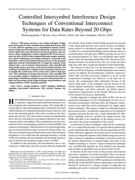 Pdf Controlled Intersymbol Interference Design Techniques Of
