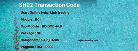 SH SAP Tcode For Online Help Link Tracing