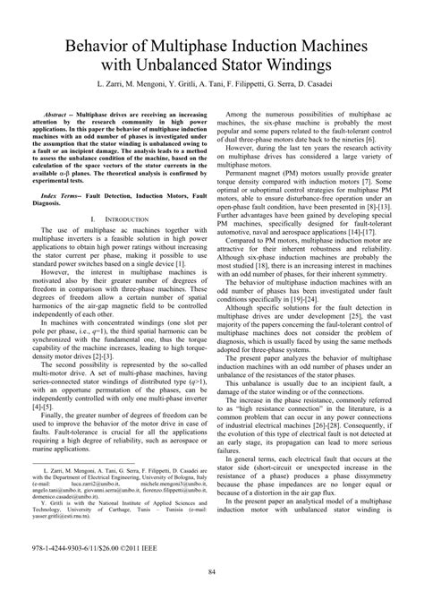 Pdf Behavior Of Multiphase Induction Machines With Unbalanced Stator Windings