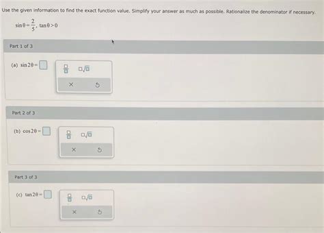 Solved Use The Given Information To Find The Exact Function