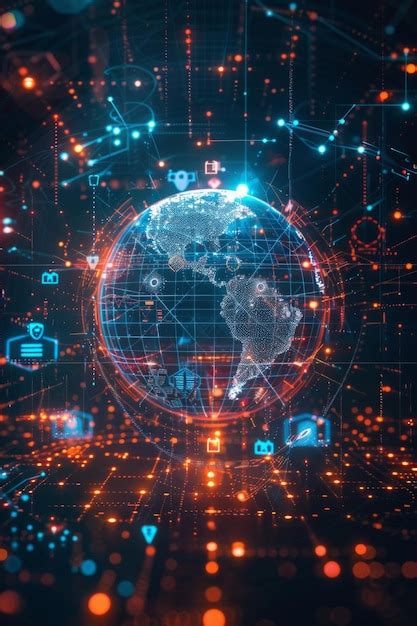 Visual Representation Of Global Security Through Digital Globe Cybersecurity Icons And Network