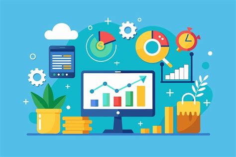 Premium Vector Computer Screen Surrounded By Various Items For Analyzing Business Development