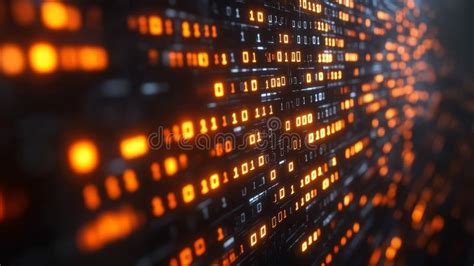 Glowing Digital Code Stream Creates Dynamic Binary Movement Evoking Sense Of Technology Stock