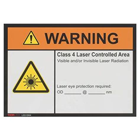 Thorlabs Class 4 Warning Laser 10 X 14 Safety Sign Lss10w4 Eezee