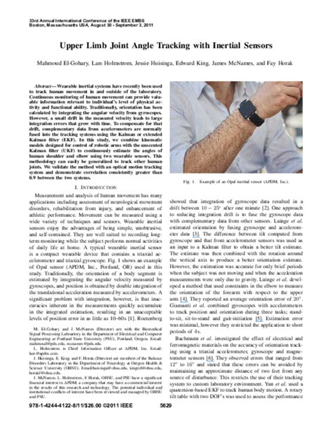 Pdf Upper Limb Joint Angle Tracking With Inertial Sensors