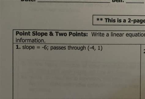 Solved Unit 2 Linear Functions Date Bell Homework 3