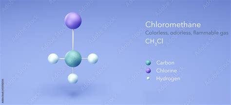 Chloromethane Molecular Structures Flammable Gas Ball And Stick