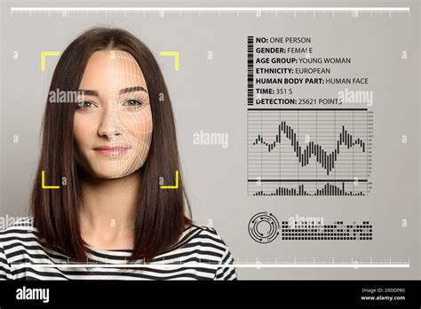 Facial Recognition System Woman With Scanner Frame Digital Biometric