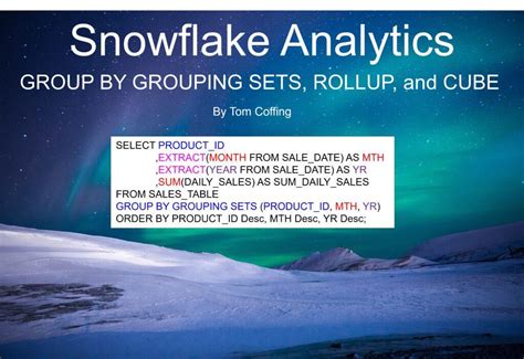 Tom Coffing On Linkedin Snowflake Analytics Group By Grouping Sets