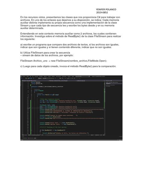 Actividad 1 De La 5 Pdf C Sharp Lenguaje De Programación Tecnologías De La Información