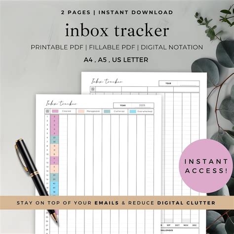 Printable And Fillable Inbox Tracker A5 Printable Planner Insert